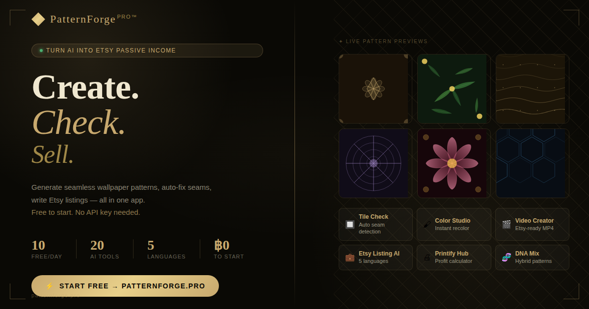 PatternForge Pro™ — AI Seamless Pattern Generator for Etsy Sellers